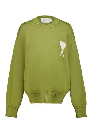 AMI Paris De Coeur Crewneck Sweater - Green