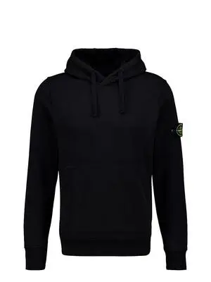 Stone Island Organic Cotton Fleece Hooded Sweatshirt - Black