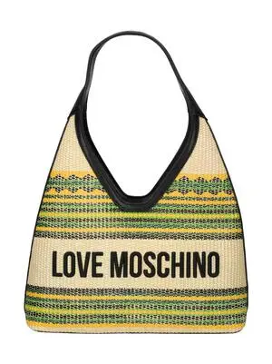 Moschino Striped Woven Shoulder Bag - Neutrals