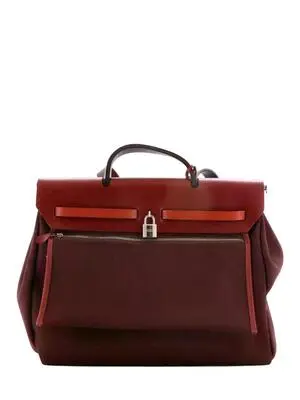 Hermès Herbag Zip Leather And Toile 39 Satchel - Red