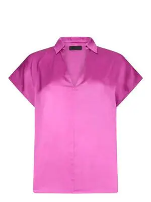 Liu Jo Satin V-neck Blouse - Pink
