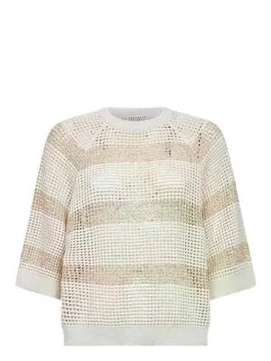 BRUNELLO CUCINELLI Sequin Embroidered Striped Sweater