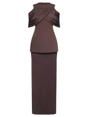 CHATS BY C.DAM Vivien Draped Maxi Dress - Brown