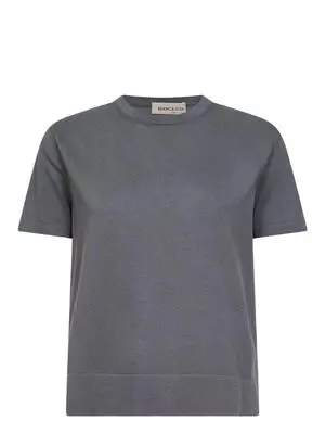 BLANCA VITA Ribbed Short-sleeve Top - Grey