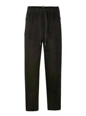 Moncler Drawstring Zip-detail Cotton Trousers - Black