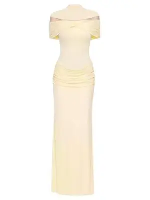 CHATS BY C.DAM Marlene Draped Maxi Dress - Yellow