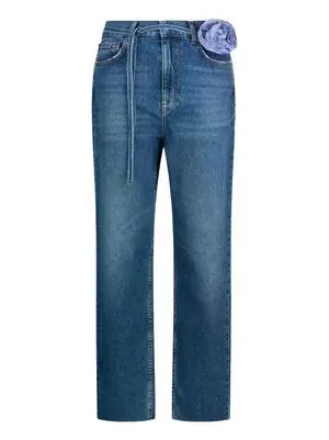 Liu Jo Frayed-hem Belted Straight-leg Jeans - Blue