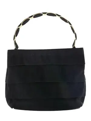 FERRAGAMO 1990-2000 Nylon Tiered Grosgrain Vara Satchel - Black