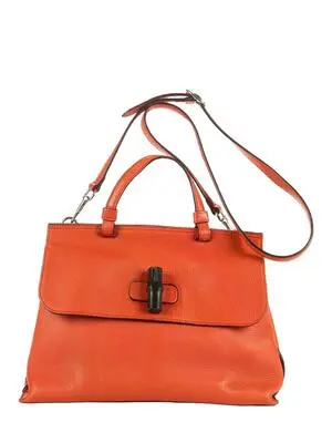 Gucci Bamboo Leather Handbag - Orange