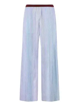 Plan C Striped Palazzo Pants - Blue