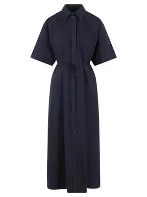 PLAN C Buttoned Tie-Waist Midi Dress