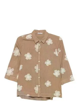 ROSSO 35 Floral-embroidered Shirt - Brown