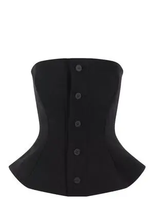 Issey Miyake Arms Buttoned Bustier Top - Black