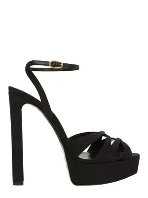 Saint Laurent 110mm Chandelle Strappy Platform Sandals - Black