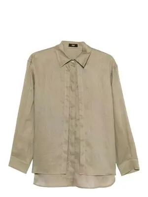 ELEH Pleated Layered Shirt Brown