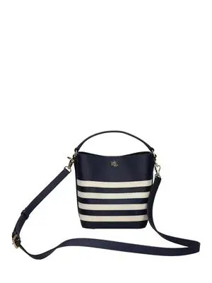 Ralph Lauren Striped Leather Satchel - Blue