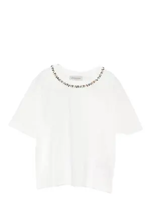 ERMANNO FIRENZE Embellished Crew-neck T-shirt - White