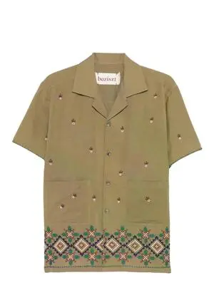 BAZISZT Hem-embroidered Shirt - Green
