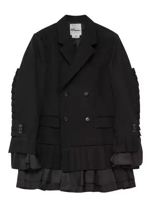 Noir Kei Ninomiya Ruffled Double-breasted Blazer - Black