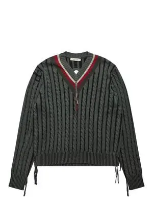 CRAIG GREEN Cable-knit Tassel-detail Sweater - Grey