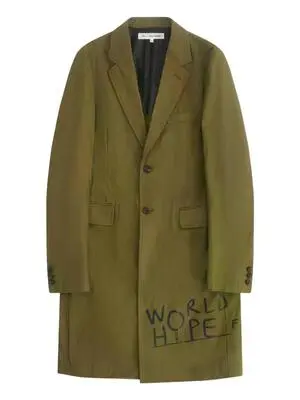 Comme Des Garçons X Dan Perjovschi Text-print Coat - Green