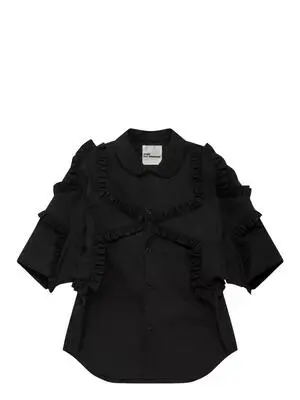 Noir Kei Ninomiya Ruffled-trim Short-sleeve Shirt - Black