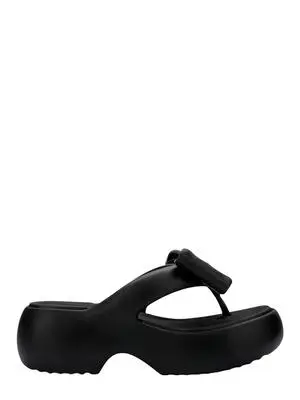 Melissa Fuzzy Platform Bow-detail Sandals - Black