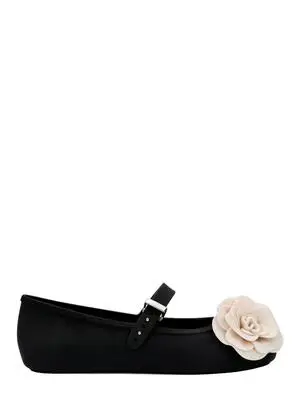 Melissa Floral Detail Ballet Flats - Black