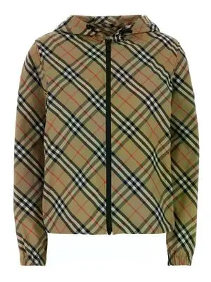 Burberry Checked Hooded Jacket - Neutrals