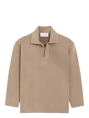 Ami Long-sleeve Polo-collar Sweater - Neutrals