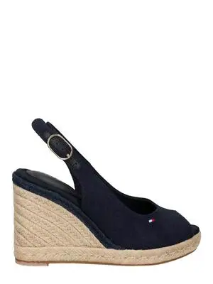 Tommy Hilfiger Logo-embroidered Wedge Espadrilles - Blue