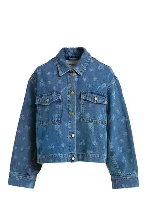 Essentiel Antwerp Floral-print Denim Trucker Jacket - Blue