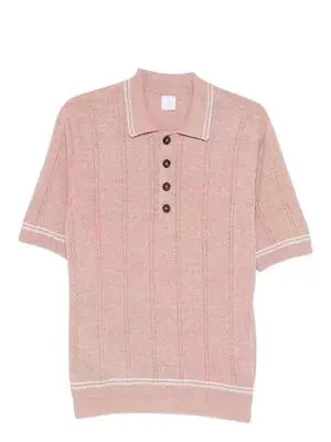 Eleventy Buttoned Knitted Polo Shirt - Pink
