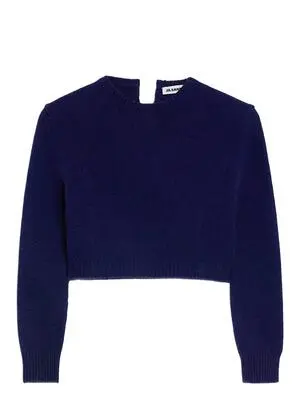 JIL SANDER Cropped Wool Sweater - Blue