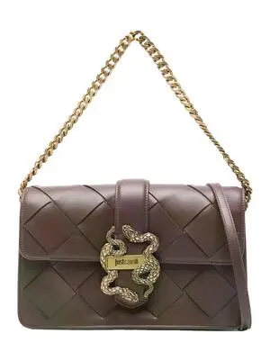Just Cavalli Woven Tote Bag With Snake Appliqu - Brown