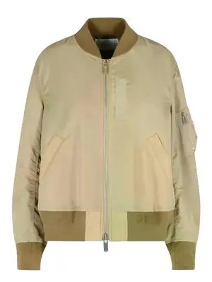 Sacai Ribbed-trims Bomber Jacket - Neutrals
