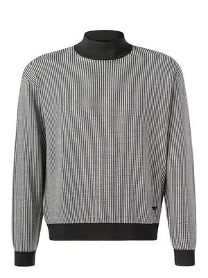 Emporio Armani Striped Mock-neck Sweater - White