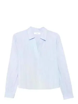 FRAME Striped V-neck Blouse - Blue