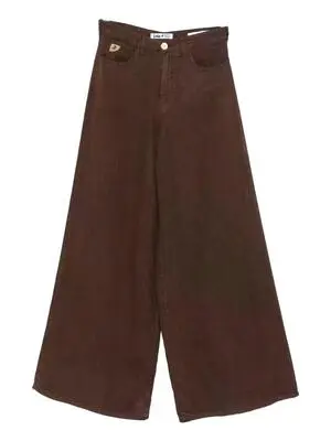 LOIS Button Wide-leg Trousers - Brown