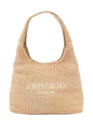 JIMMY CHOO Logo-embroidered Shoulder Bag - Neutrals