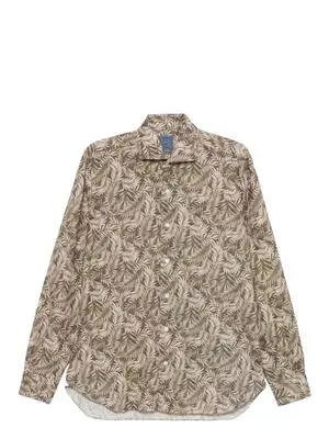 BARBA NAPOLI Leaf-print Shirt - Brown