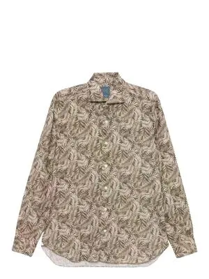 BARBA NAPOLI Leaf-print Shirt - Brown