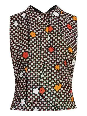MAISON MARGIELA Floral Sleeveless Top - Black