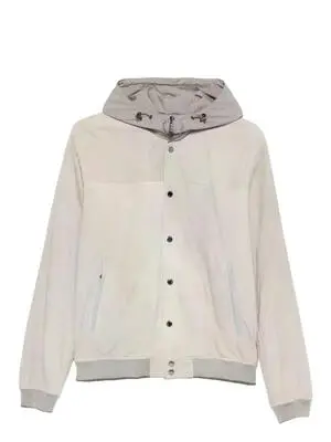MOORER Hooded Press-stud Bomber Jacket - Grey