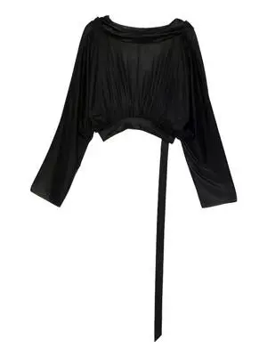 Rick Owens Long-sleeve Cropped Hoodie - Black