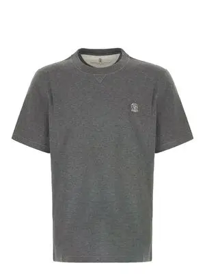 Brunello Cucinelli Embroidered T-shirt - Grey