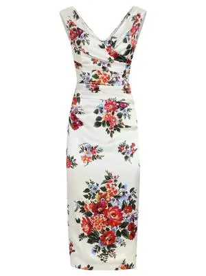 Dolce & Gabbana Floral V-neck Dress - White