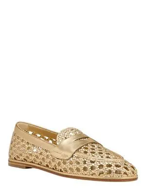 STUART WEITZMAN Spencer Woven Loafers - Golden