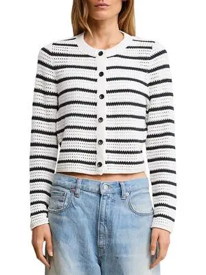 DENIMIST Stripe Shrunken Cardigan Sweater