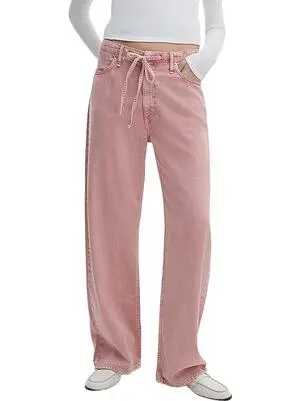 Rag & Bone Phoebe Drawstring High Rise Wide Jeans Raspberry